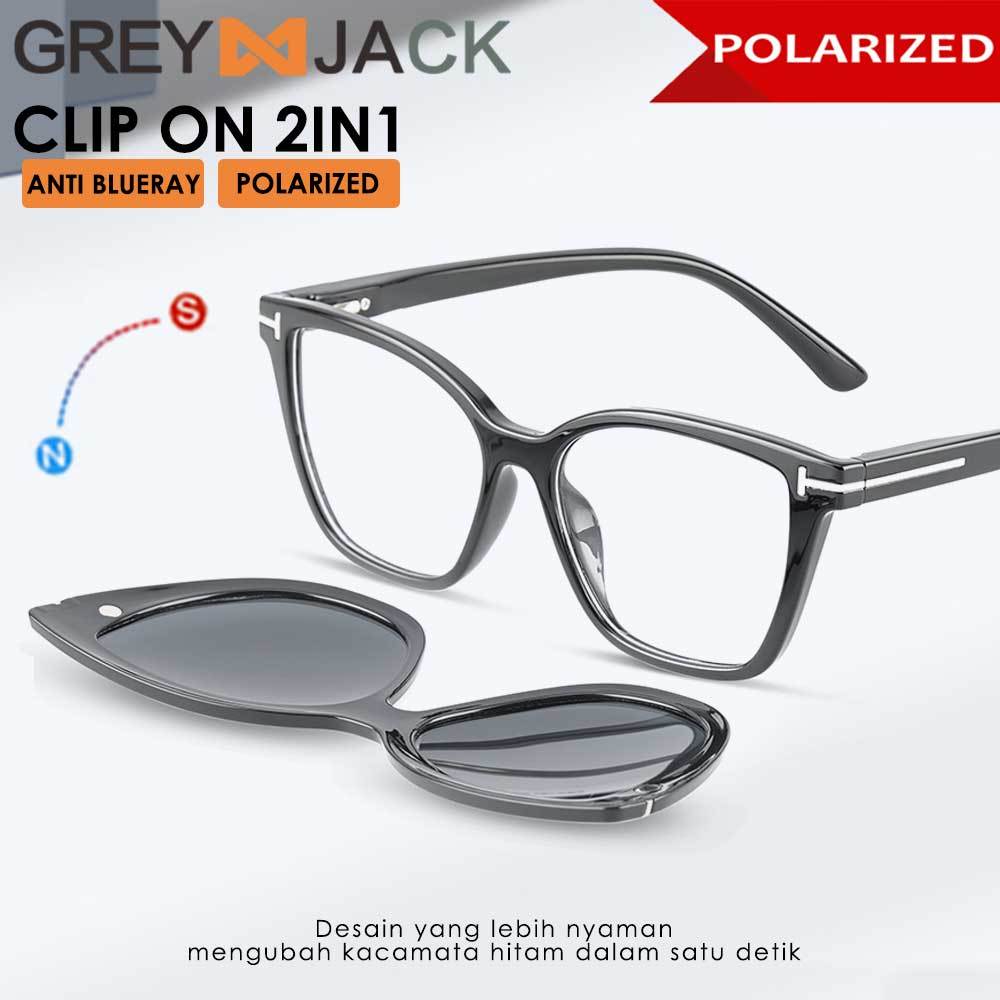 Jual Grey Jack Kacamata Clip On 2in1 Model Cat Eye Fashion Wanita Bisa Minus Free Lens Polarized ...