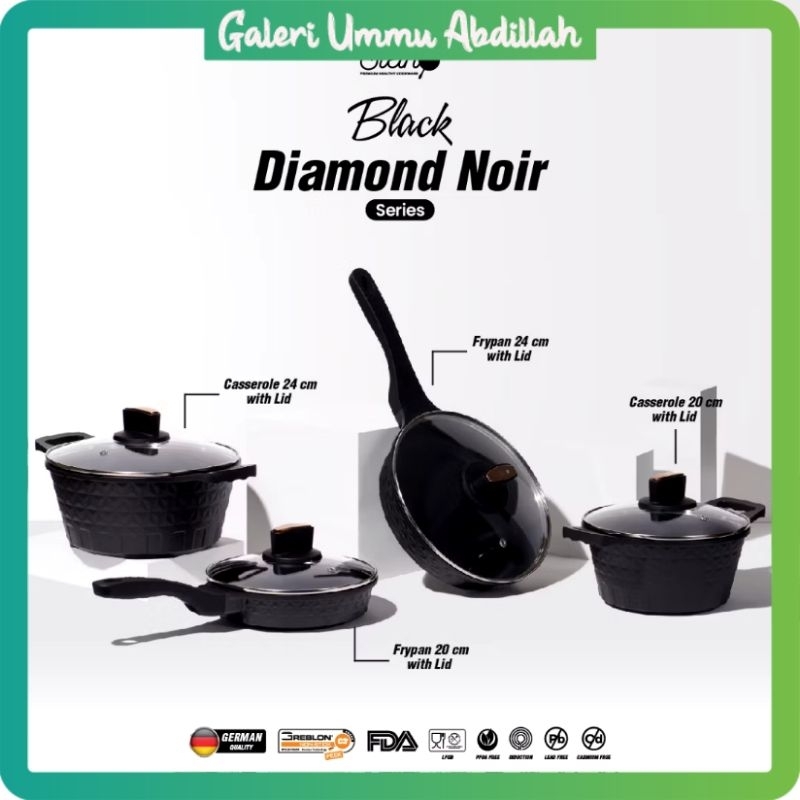 Jual Steincookware Stein Black Diamond Noir Series 8in1 Panci Set ...