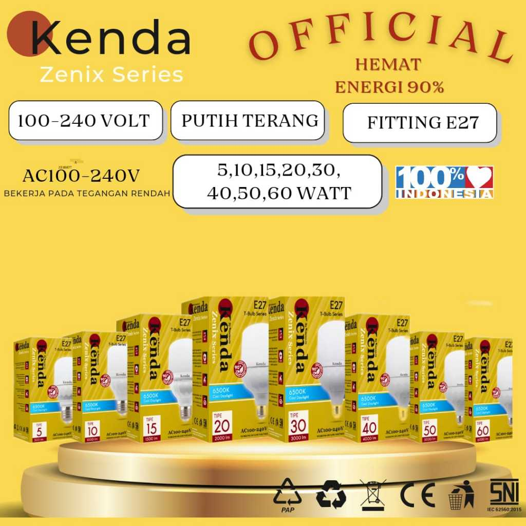 Jual Lampu Cahaya Putih Bohlam LED Kenda T-Bulb Series 5w/10w/15w/20w ...