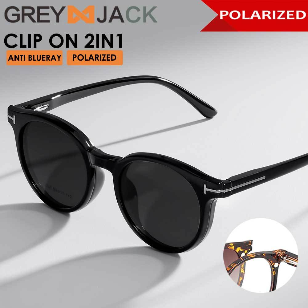 Jual Grey Jack Kacamata Clip On 2in1 Model Oval TR90 Fashion Pria Wanita Bisa Minus Free Lens ...