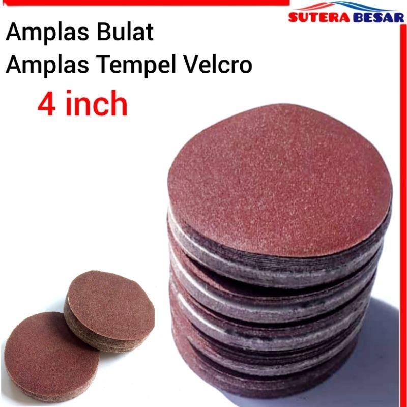 Jual Amplas Bulat 4 inch Amplas Velcro 4" Tempel Gerinda Tangan ...