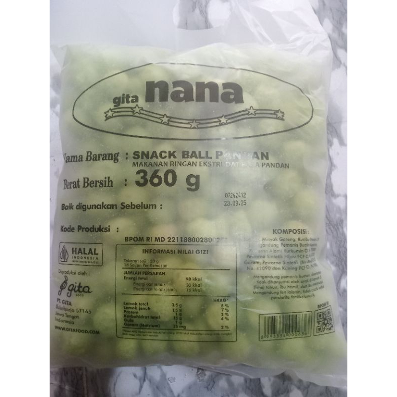 Jual SNACK GITA NANA BOLA BOLA RASA PANDAN | Shopee Indonesia