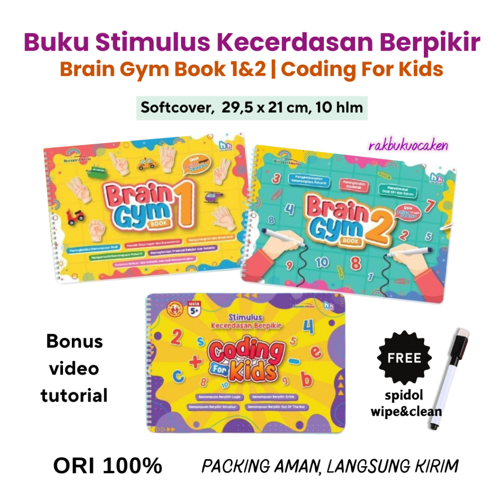Jual Buku Pengetahuan Edukasi Anak Brain Gym Book 1 Brain Gym Book 2 Coding for Kids | Shopee ...
