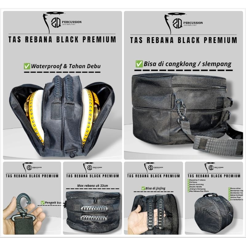 Jual TAS REBANA BLACK PREMIUM ISI 2 REBANA ALL SIZE | Shopee Indonesia