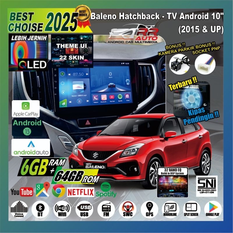 Jual Baleno Hatchback | RAM 6+64gb ROM,Head Unit Android OS13,QLED,Wifi,BT,Apple Carplay,Android ...