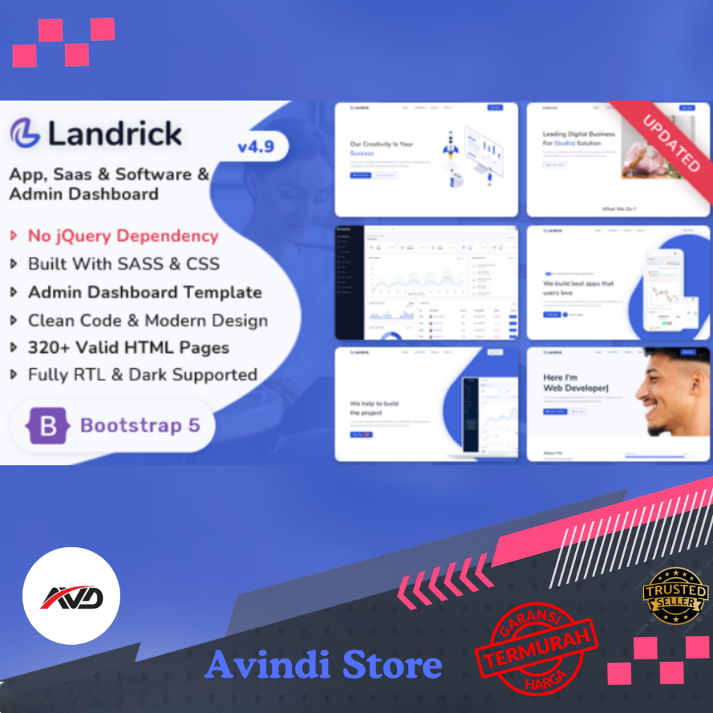 Jual Landrick - Multipurpose App, Saas & Software Landing & Admin Dashboard Template (Bootstrap ...