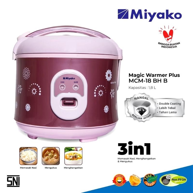 Jual Miyako rice cooker MCM 18 BH / Rice Cooker Miyako Berlian hitam 1 ...