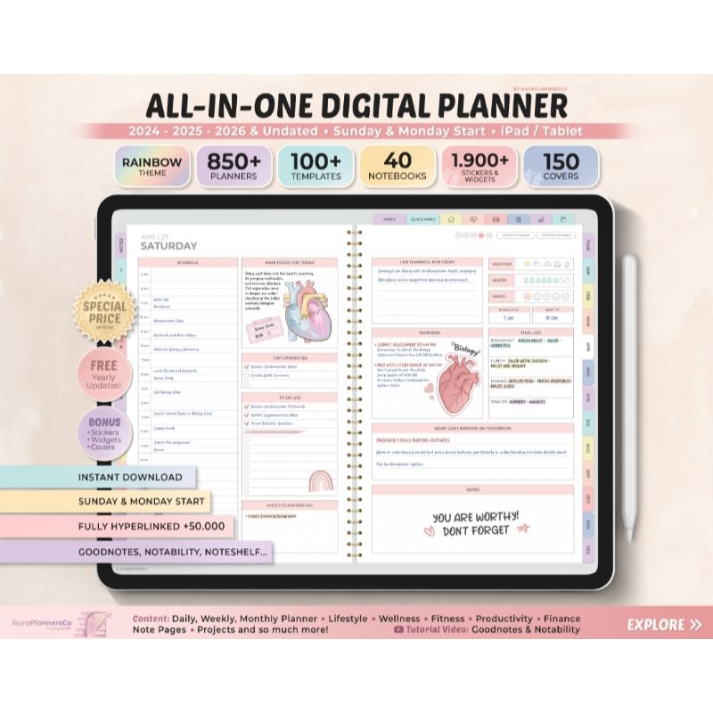 Jual All In One Digital Planner 2024 2025 2026 Undated Digital