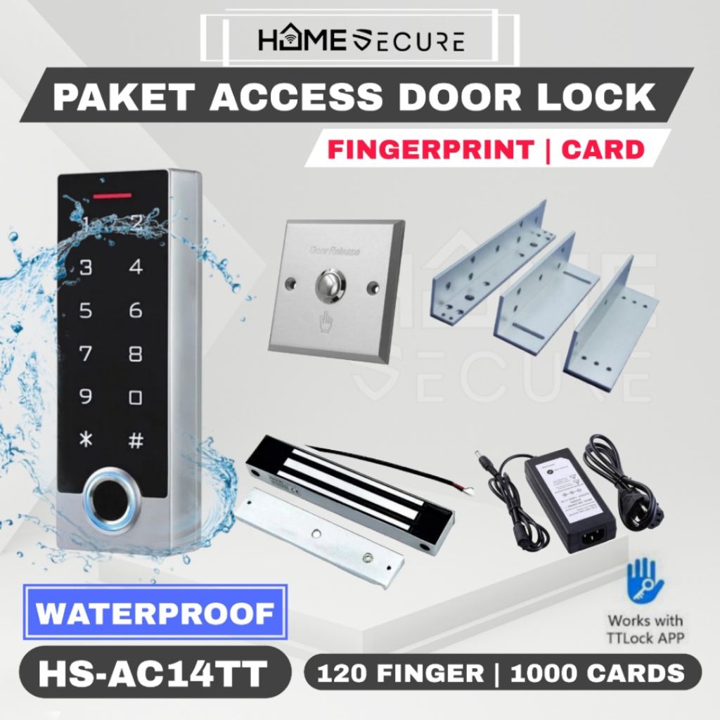 Jual Paket Access Door Lock Fingerprint Dan Card WATERPROOF / Paketan ...