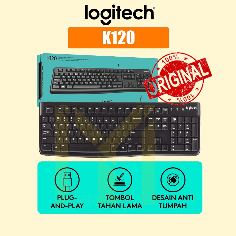 Jual Keyboard USB Logitech K120 Original/Asli Baru/New USB Wired Keyboard | Shopee Indonesia