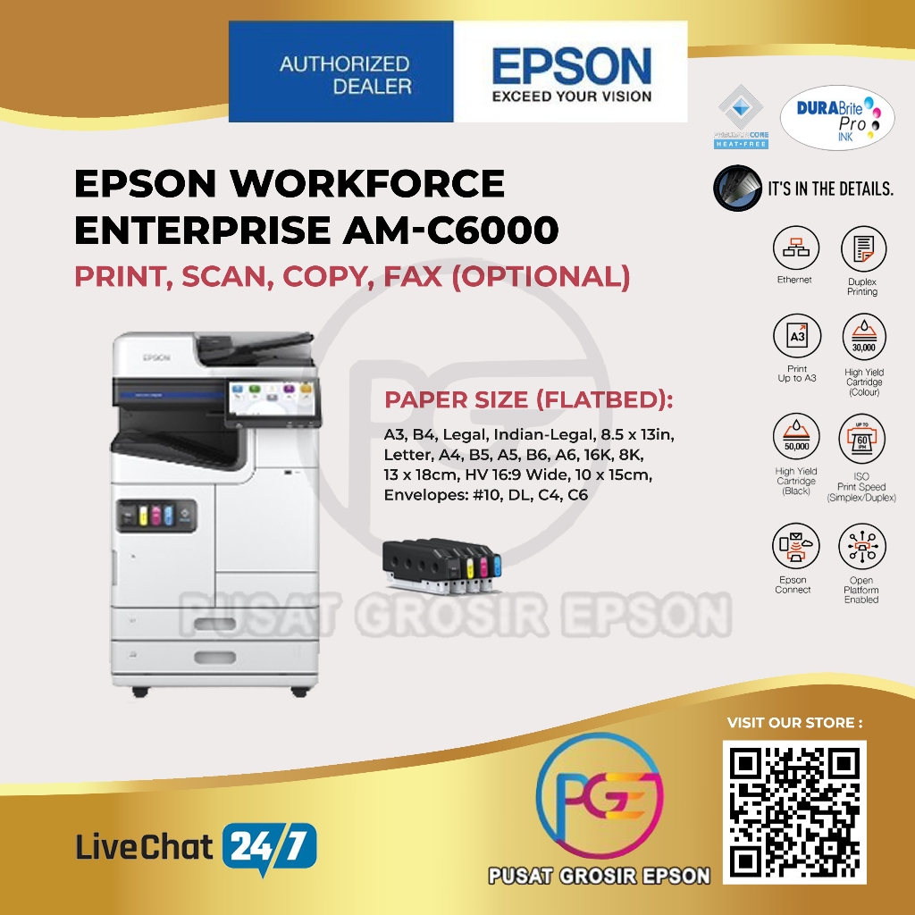 Jual Epson Printer AM-C6000 AMC6000 AM C6000 A3 Colour Multifunction ...