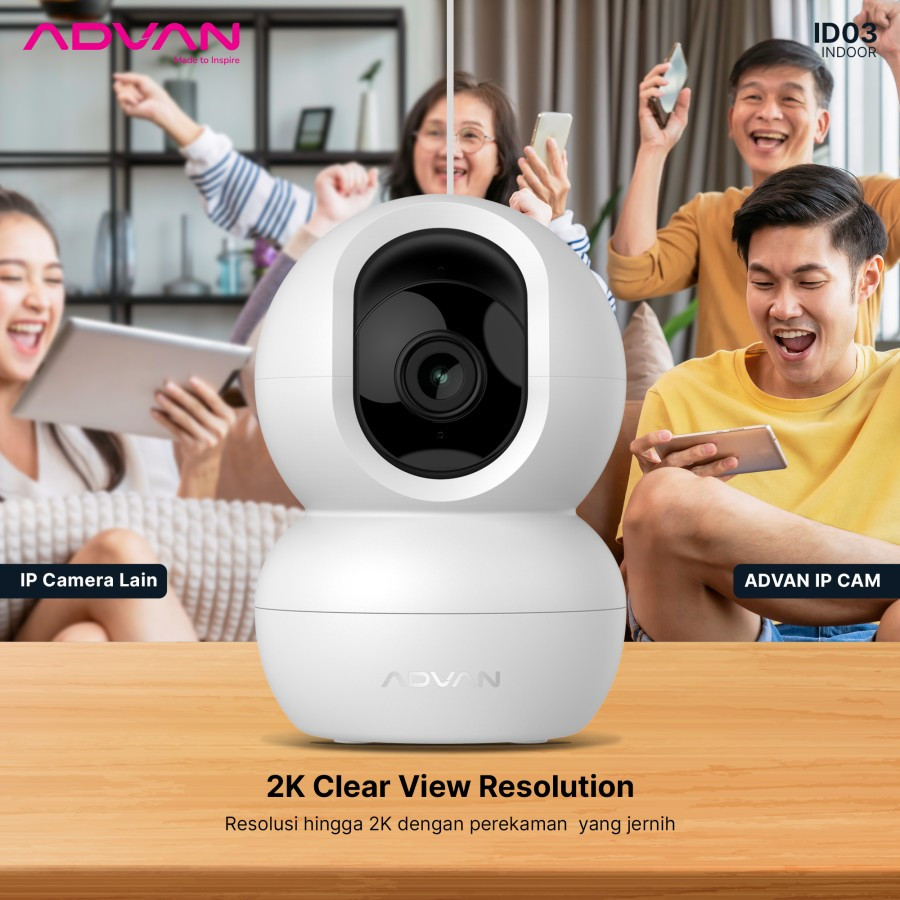 Jual ADVAN Smart IP CCTV Indoor Camera ID3 3MP 2K CCTV WIFI PTZ ...