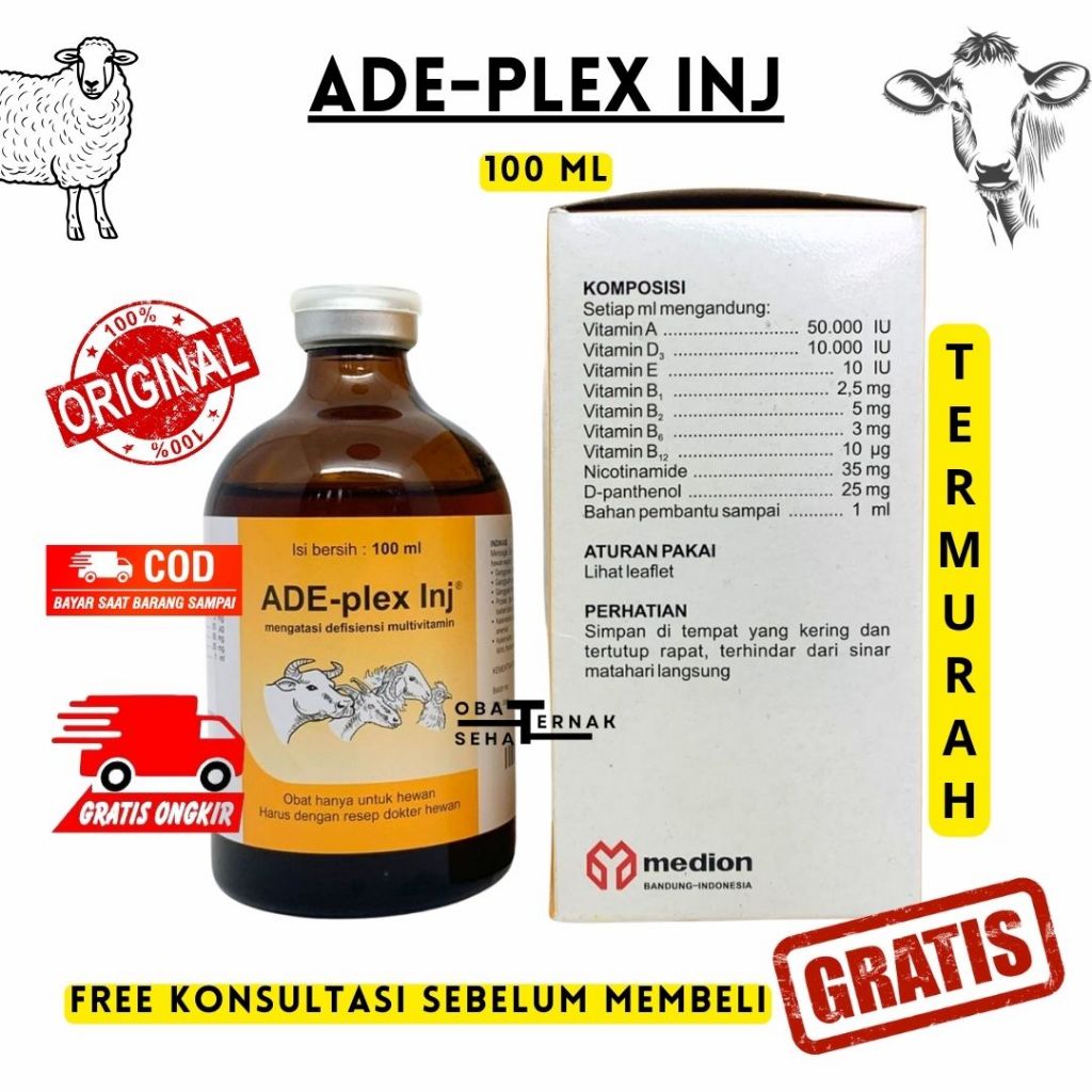 Jual ADE PLEX INJEKSI 100 ML MEDION - Multivitamin Hewan Vitamin ADE ...