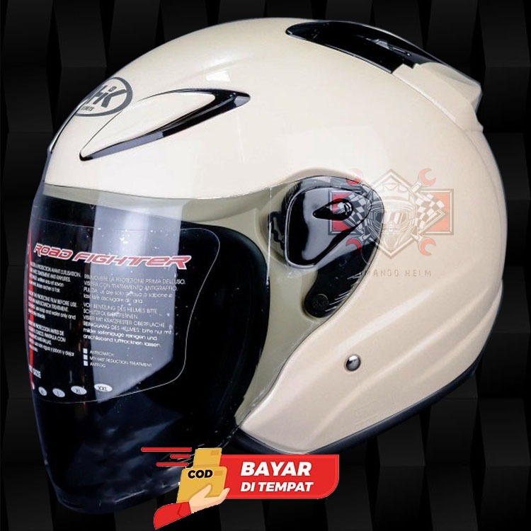 Jual HELM NHK R6 SOLID CREAM GLOSSY - SINGEL VISOR | Shopee Indonesia