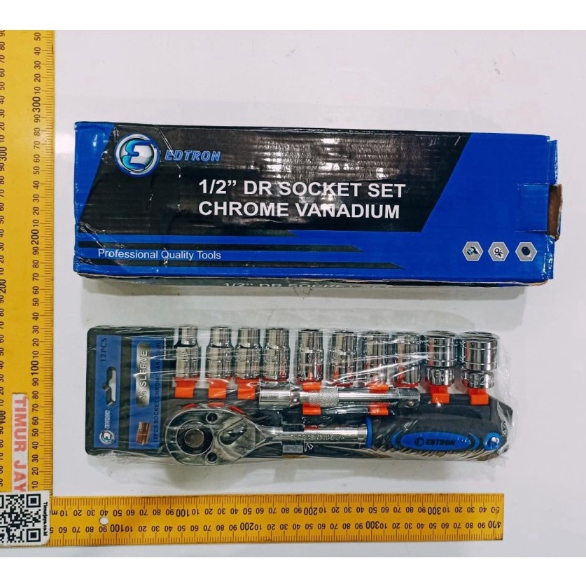 Jual Sekarang Populer EDTRON 12 pcs socket set 12 inch obeng kunci sok ...