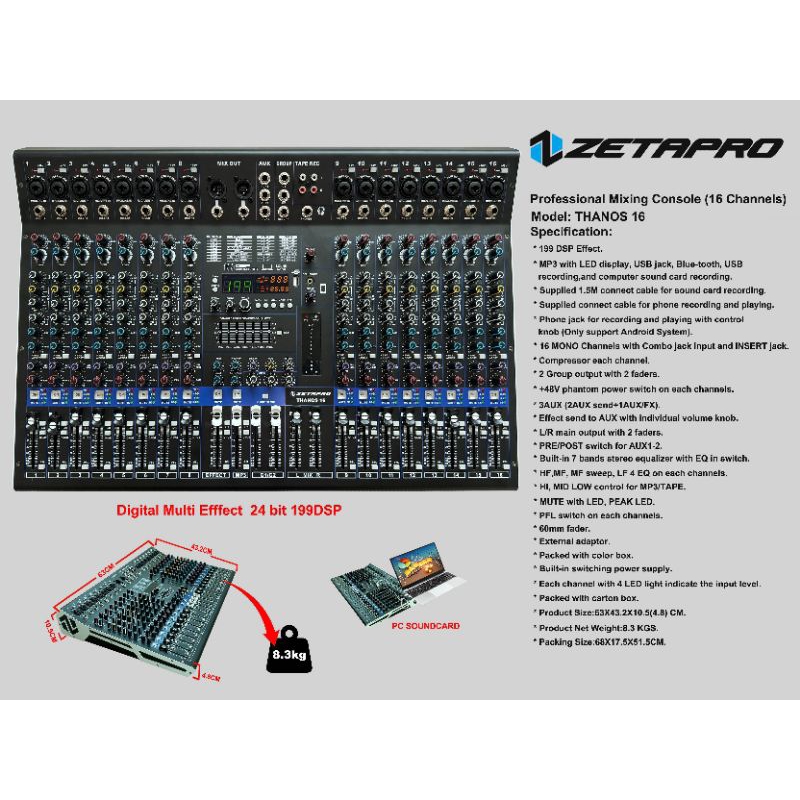 Jual MIXER AUDIO THANOS 16 ZETAPRO / COMPRESSOR / ZETAPRO ORIGINAL | Shopee Indonesia