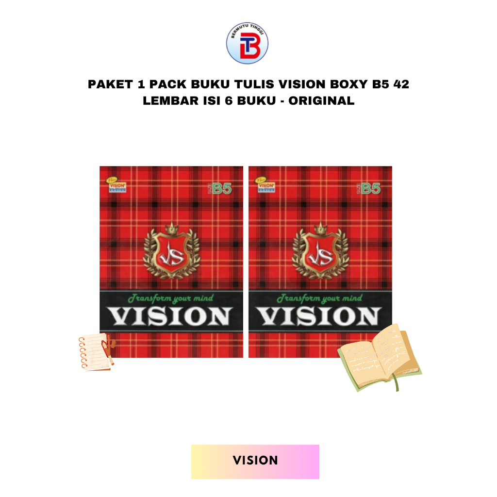 Jual Paket 1 Pack Buku Tulis Vision Boxy B5 42 Lembar Isi 6 Buku ...