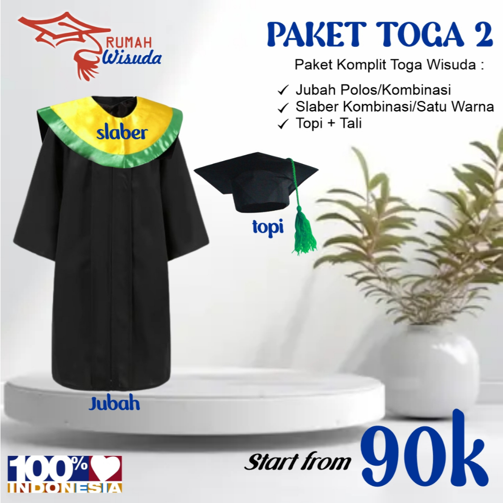 Jual Paket Toga Komplit (Jubah, Topi dan Slaber) Khusus Ukuran Dewasa | Shopee Indonesia