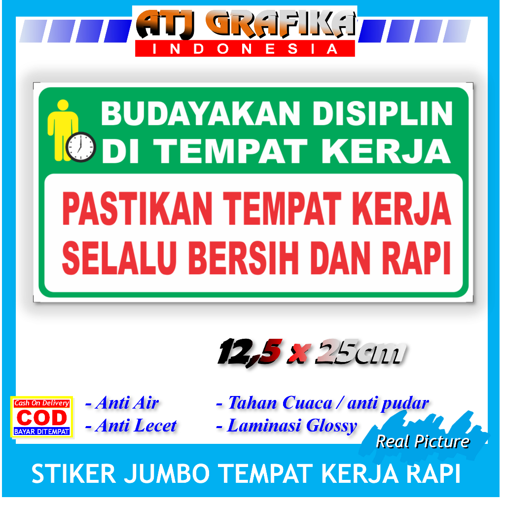 Jual Stiker jumbo kerapihan budaya tempat kerja sticker himbauan etos ...