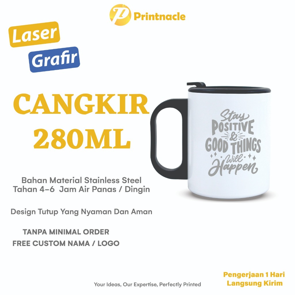 Jual Cangkir Gelas Kopi Custom Mug 280ml Cetak Laser Grafir Nama ...