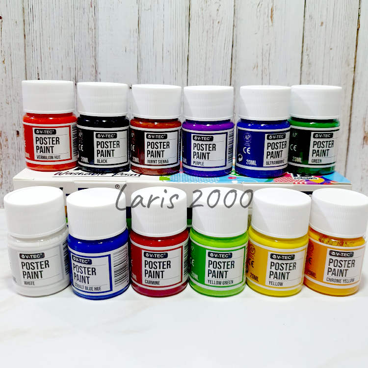 Jual Cat Poster V-tec Warna Satuan 20ml 40ml / Poster Colour | Shopee ...