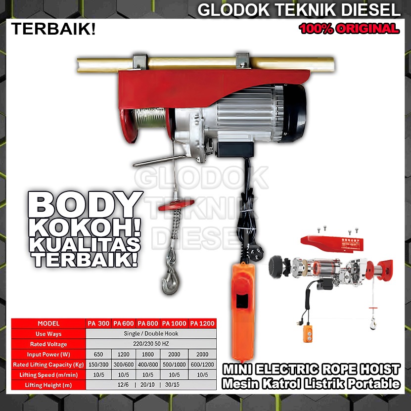 Jual Mesin Katrol Elektrik Listrik 30m | 20m | 12m PA 1200 1000 800 600 ...