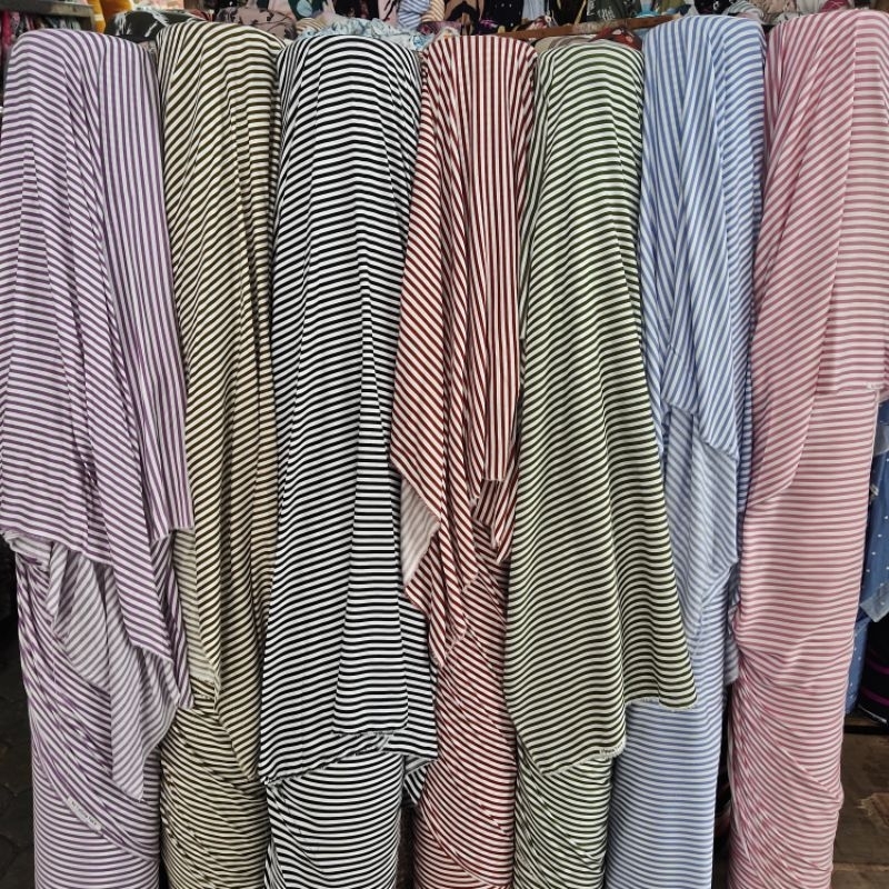 Jual Kain Katun Rayon Motif SALUR (0,5CM) Viscose Premium Uniqlo. Bahan Pajamas, Daily | Shopee ...