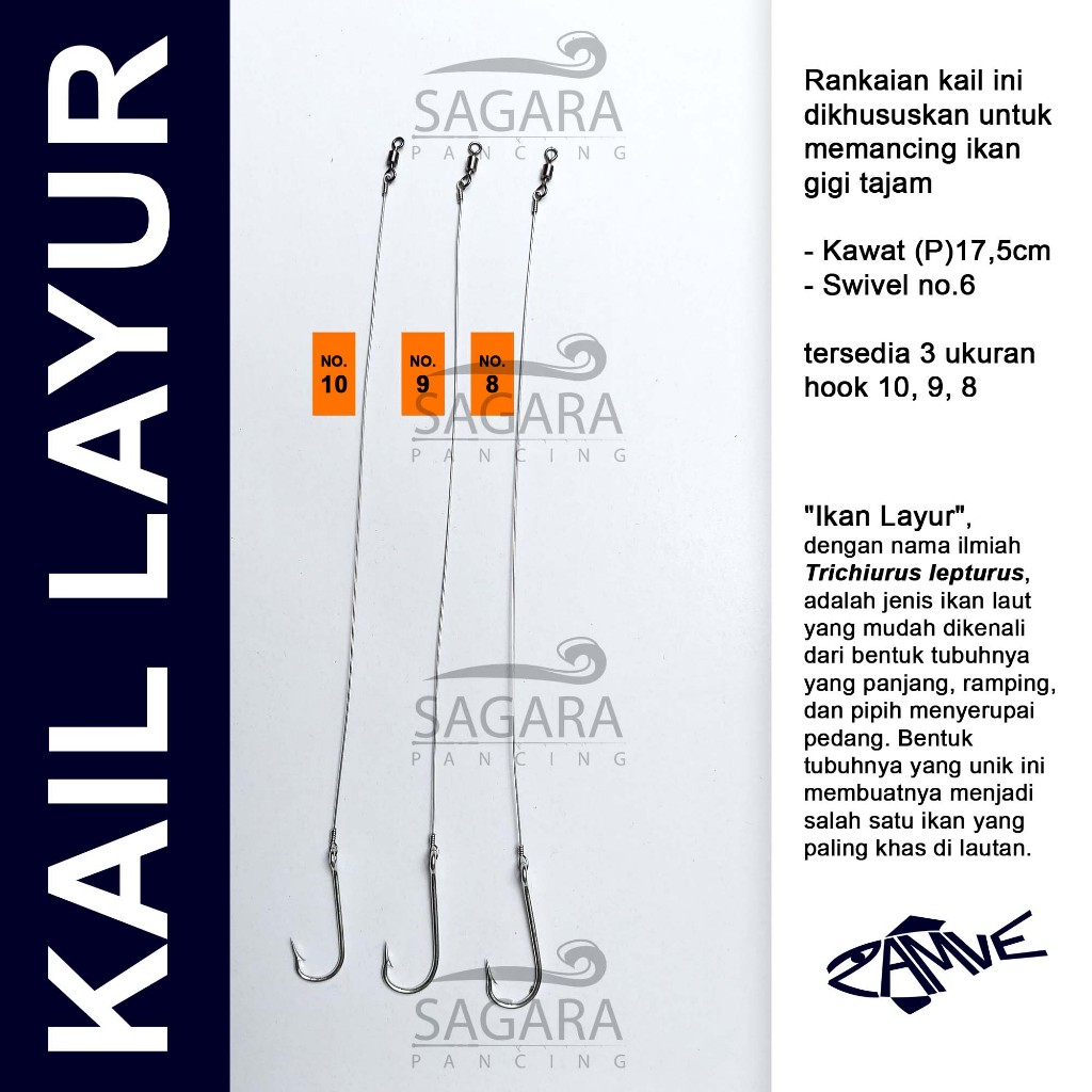 Jual Rangkaian Kail Ikan Layur Ikan Gigi Tajam Kail Tenggiri Kail Layur ...