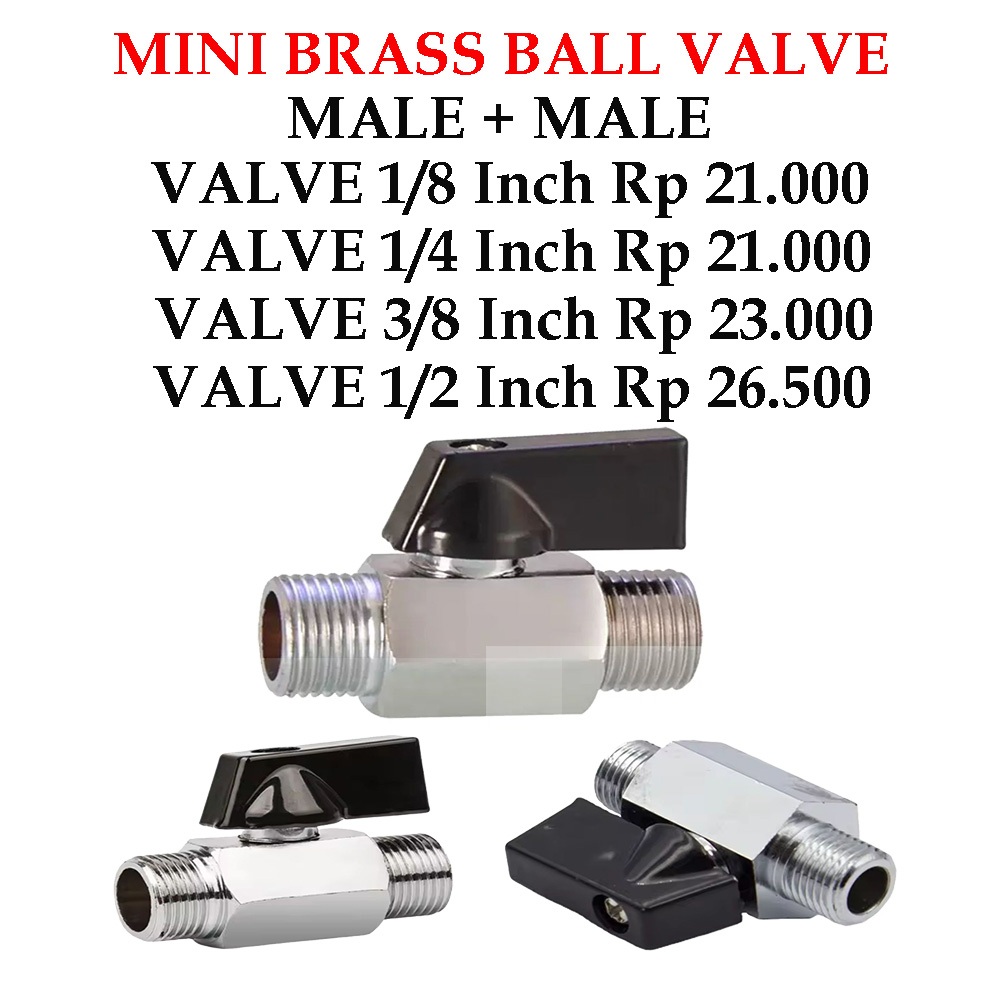 Jual Mini Brass Ball Valve Male Male 1/8" 1/4" 3/8" 1/2" Inch Stop Kran Brass M-M Stop Kran Drat ...