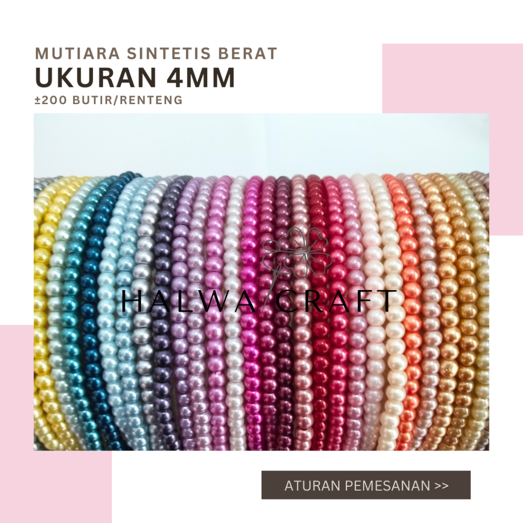 Jual Payet Mutiara Sintetis / Manik Mutsin / Mutiara Berat 4mm | Shopee ...