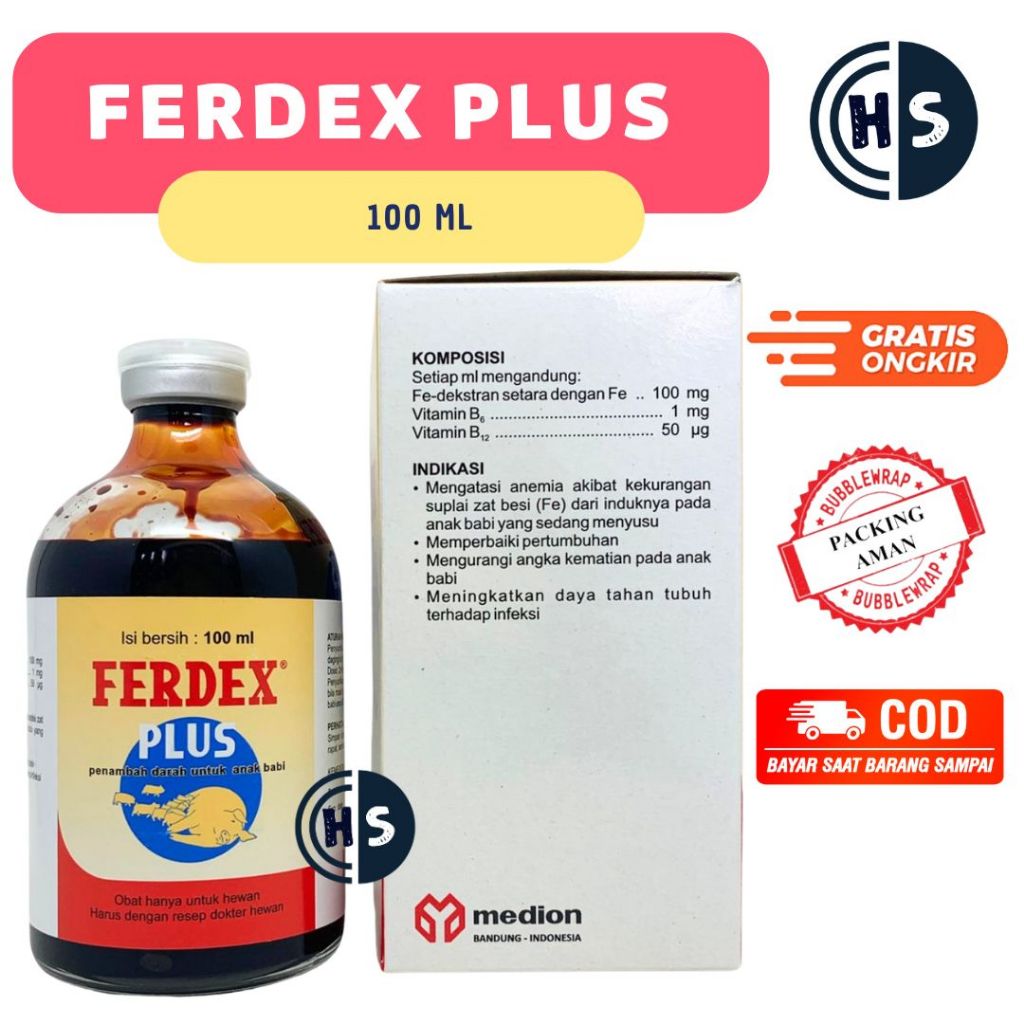 Jual FERDEX PLUS 100 ml Penambah Darah Anak Babi Zat Besi Hewan Ternak ...