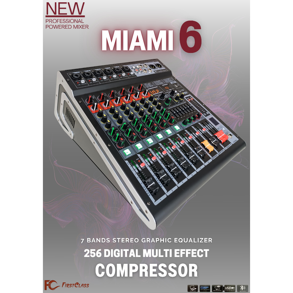 Jual POWER MIXER 6 CHANNEL WITH COMPRESSOR FIRSTCLASS MIAMI 6 with ...