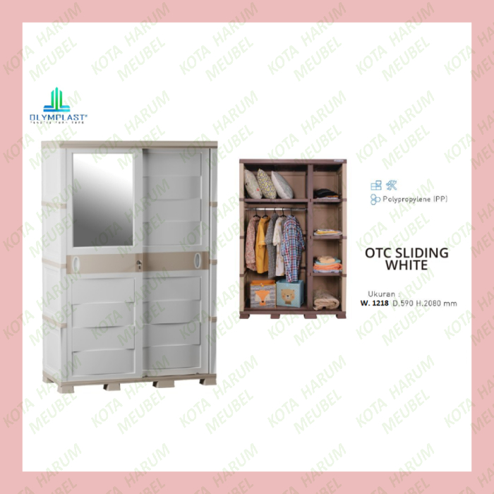 Jual lemari baju plastik kaca panjang 120 cm pelastik 2 pintu geser sliding olymplast otc ...