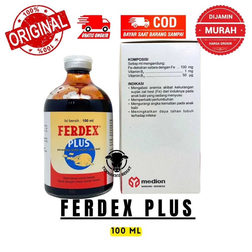 Jual FERDEX PLUS 100 ml Penambah Darah Anak Babi Zat Besi Hewan Ternak ...