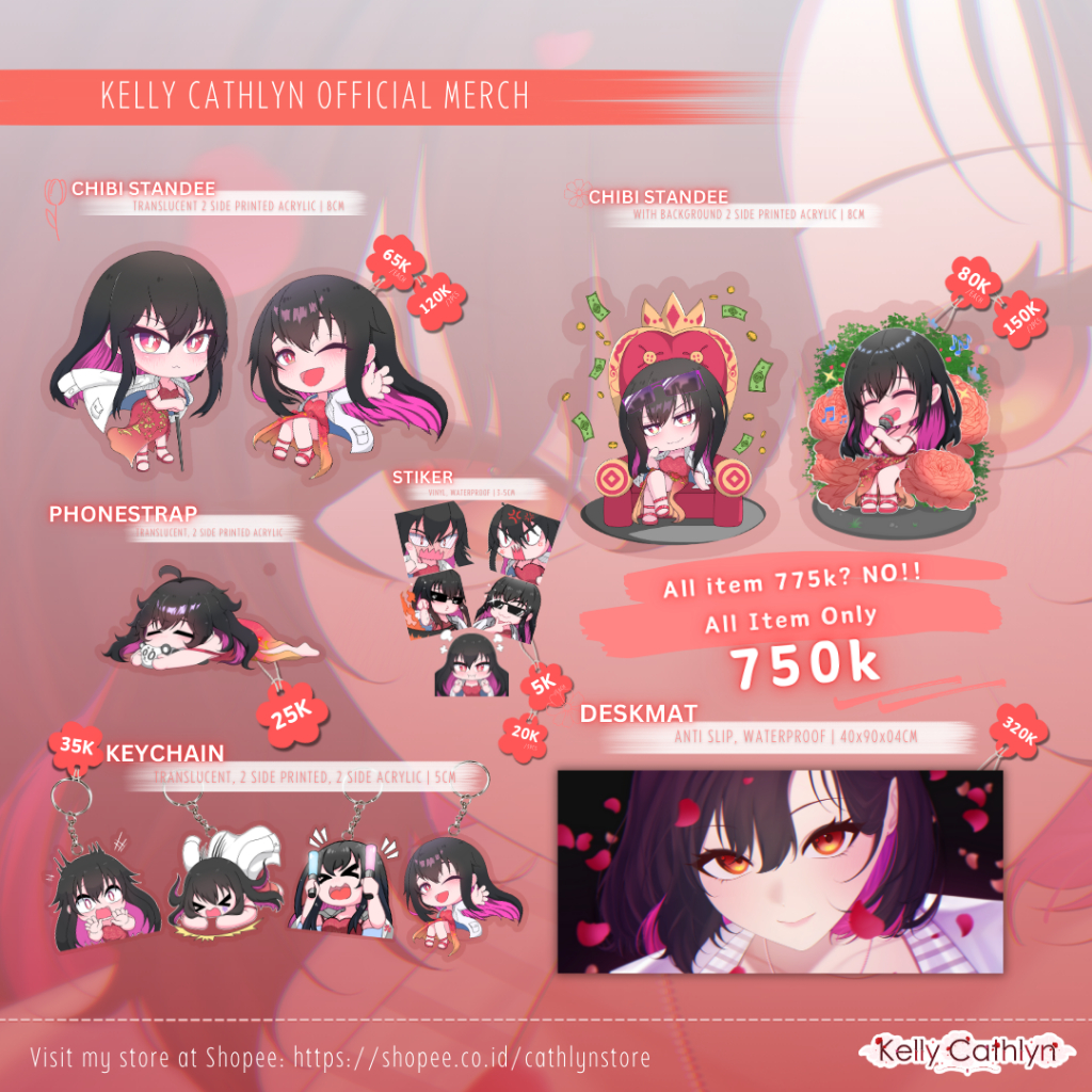 Jual Bundle Kelly Cathlyn All Item | Deskmat, Keychain, Standee, Stiker ...