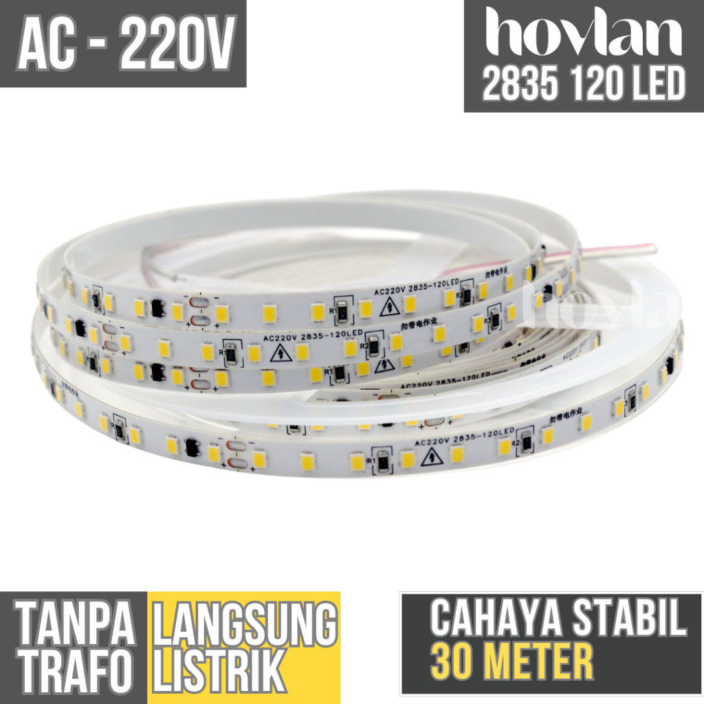 Jual Led Strip AC 220V 2835 120 Mata Tanpa Trafo 12W Lampu Interior ...