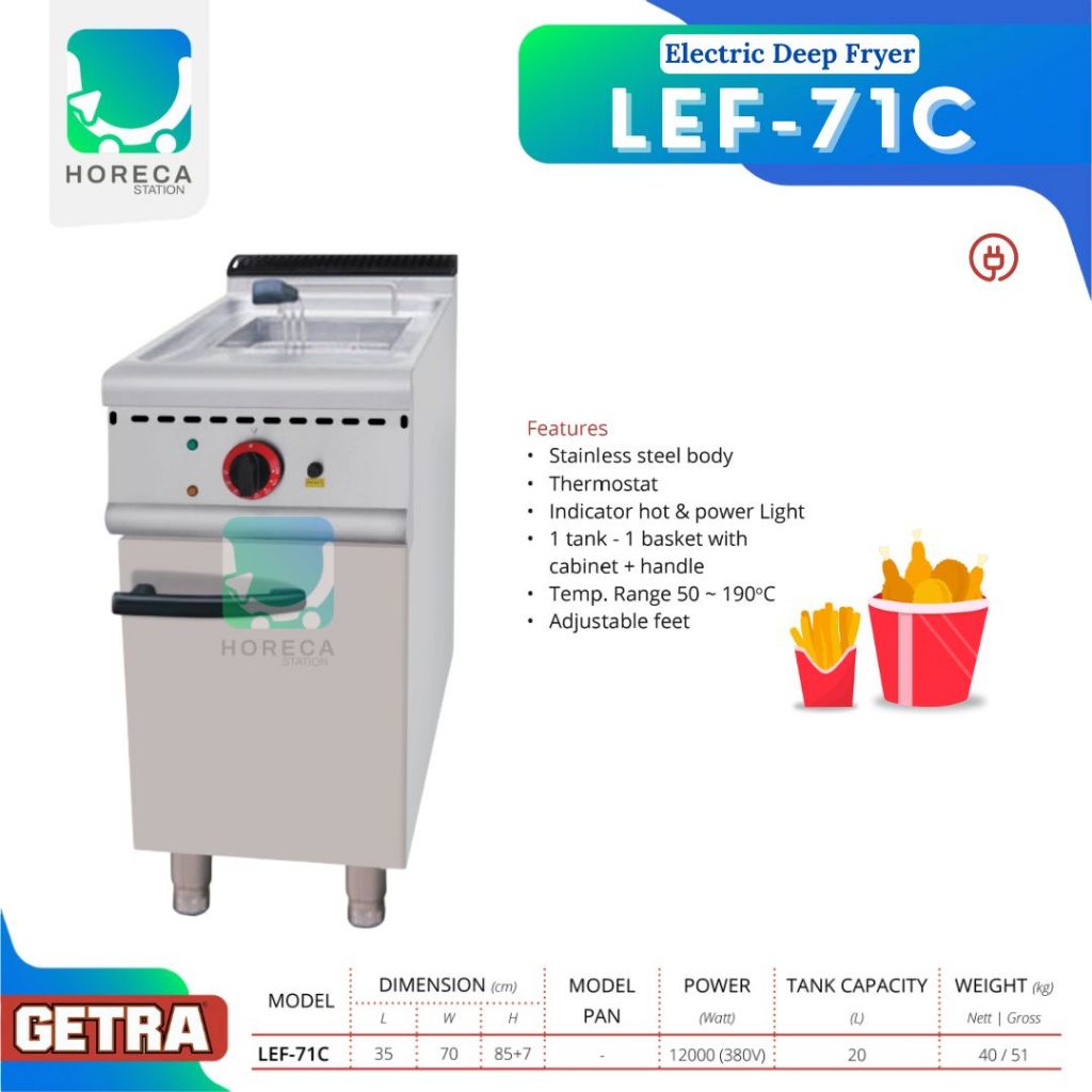 Jual GETRA Electric Deep Fryer Free Standing LEF-71C / LEF 71C / LEF71C ...