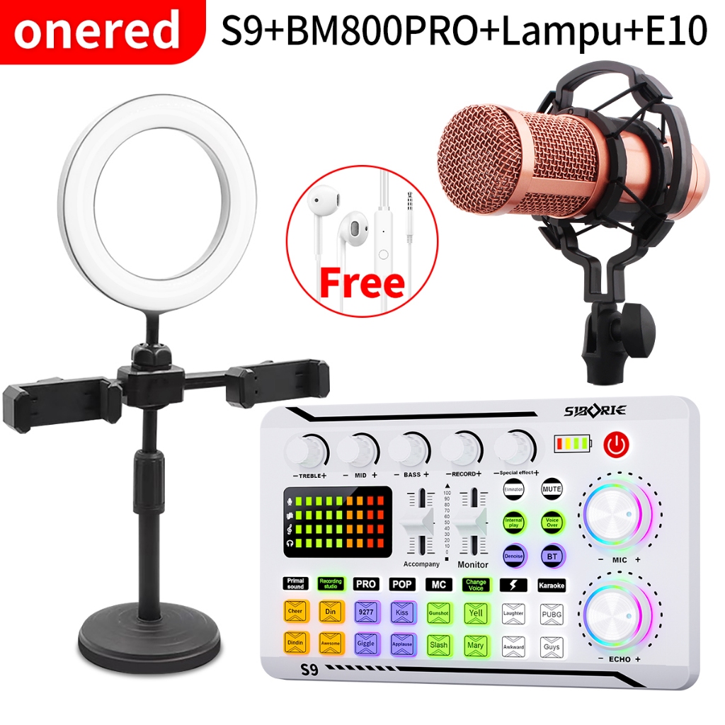 Jual Onered【Free headset】S9 soundcard + BM800PRO Mic + Lampu + E10 ...