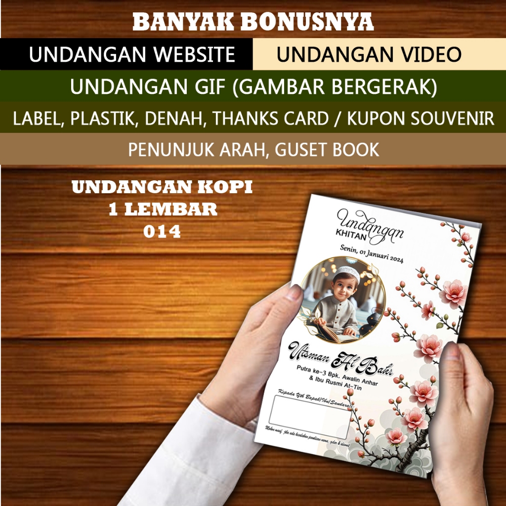 Jual COD Undangan Sunat 15.2x21.5cm(014) - Undangan Sunatan 1 Lembar ...