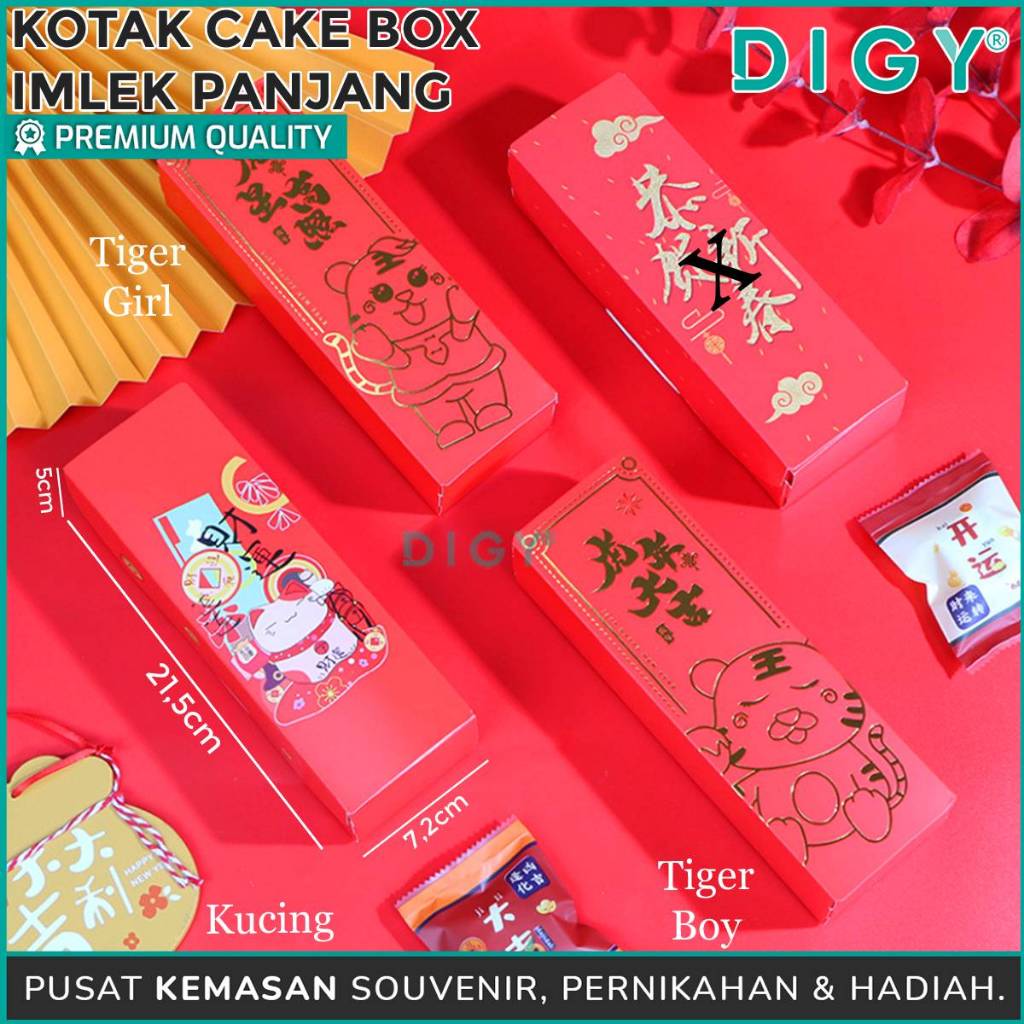 Jual Kotak Cake Box Panjang Souvenir Imlek / Kotak Kue Imlek / Kotak ...