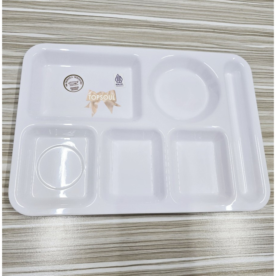 Jual Nampan Makan Sekat 6 / Wadah Piring Saji Putih Tray Set Hotel ...