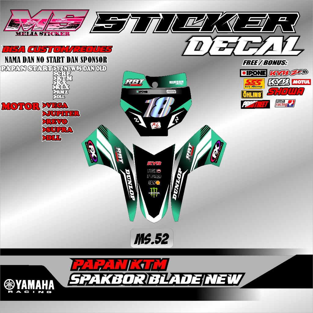Jual Sticker DECAL PAPAN KTM SPAKBOR DEPAN BLADE NEW MOTOR SUPERMOTO ...