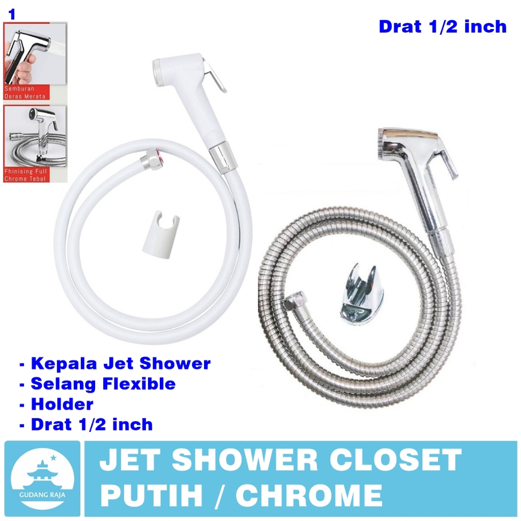 Jual Jet Shower Closet Bidet Toilet Duduk Set Putih Chrome Cebok Spray ...