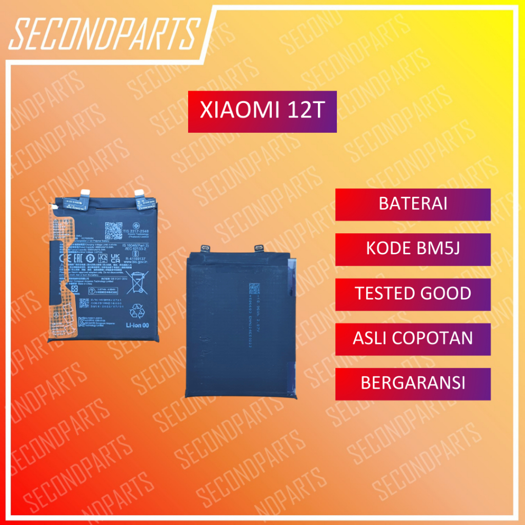 Jual BATERAI BATRE BATTERY BM5J XIAOMI MI 12T MI12T ORIGINAL COPOTAN ...