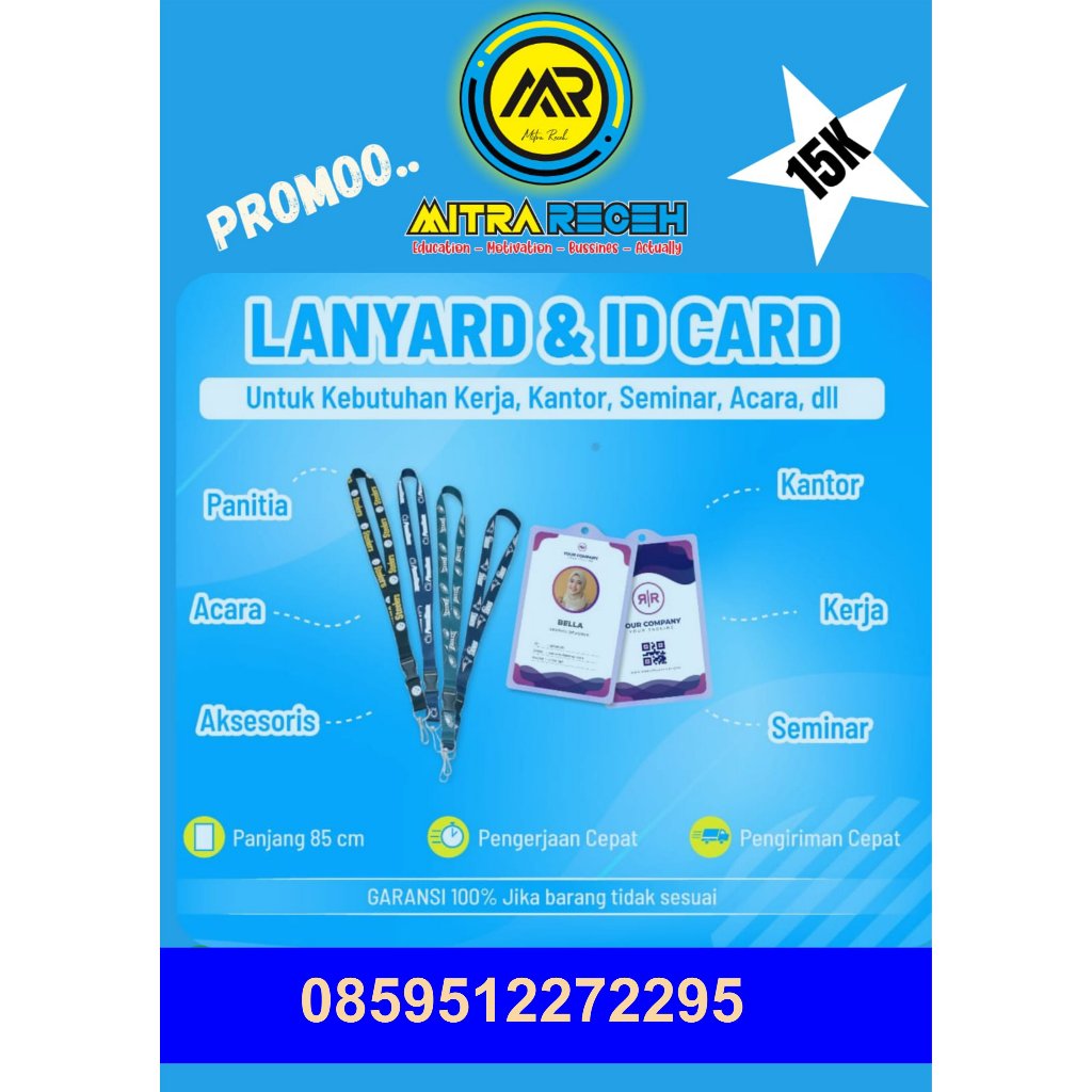 Jual Cetak Paket Lanyard & ID Card / Lanyard Custom 2 Sisi Murah Meriah ...