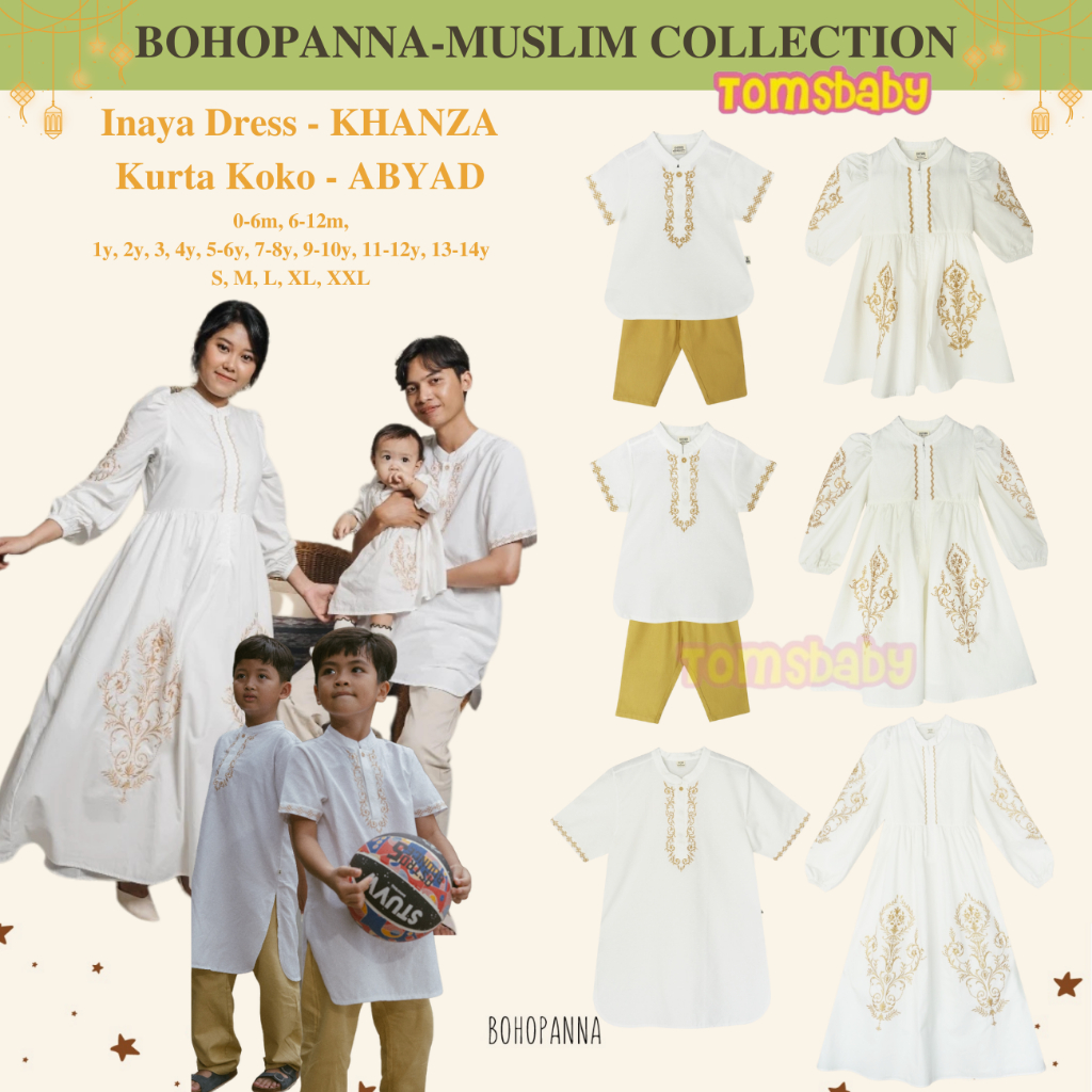 Jual [TOMS] BOHOPANNA - Sarimbit Raya Idul Fitri Family Set KHANZA - ABYAD | INAYA Baby Dress ...