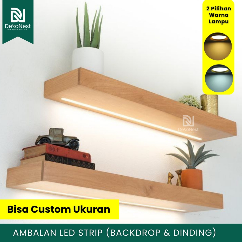 Jual Dekonest Custom Ambalan Rak Dinding Lampu LED STRIP LINE Rack ...