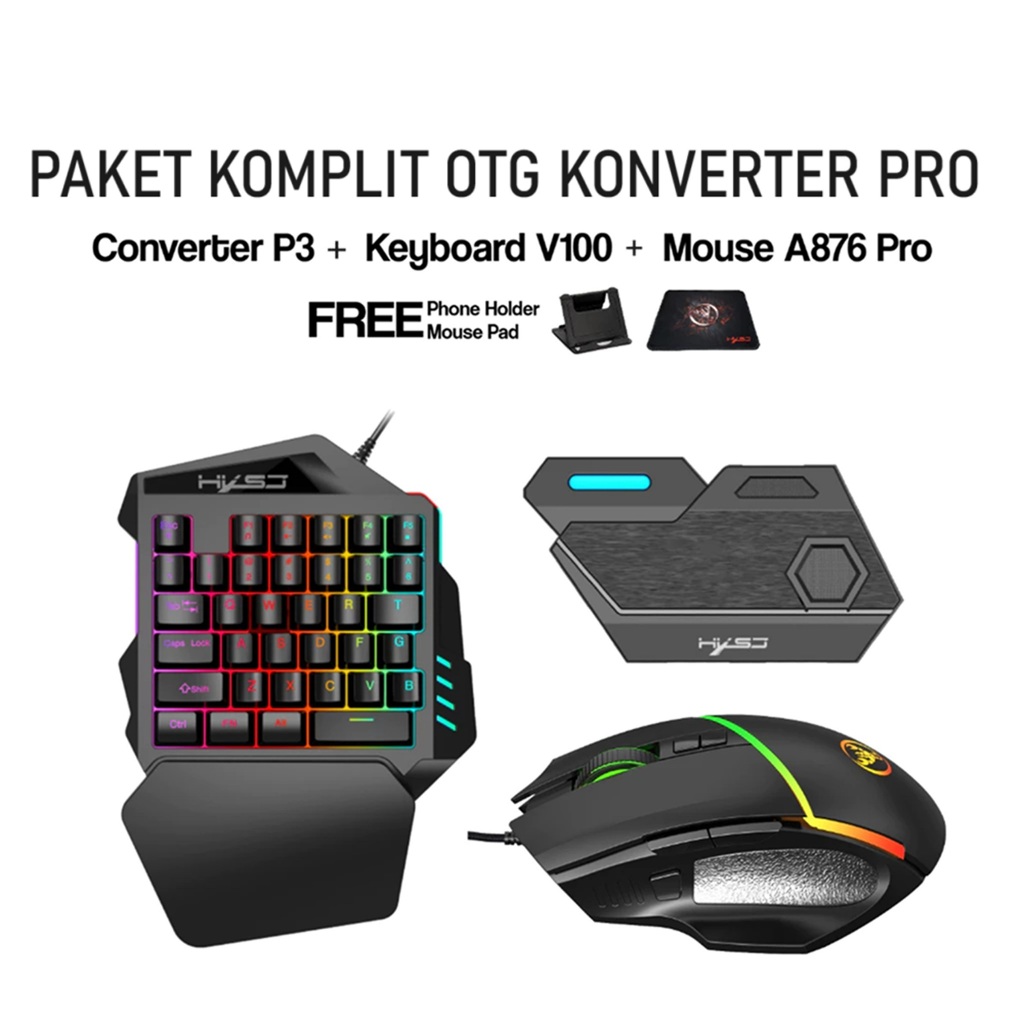 Jual HXSJ Paket Komplit Keyboard Mouse OTG Converter Setup Mobilador ...