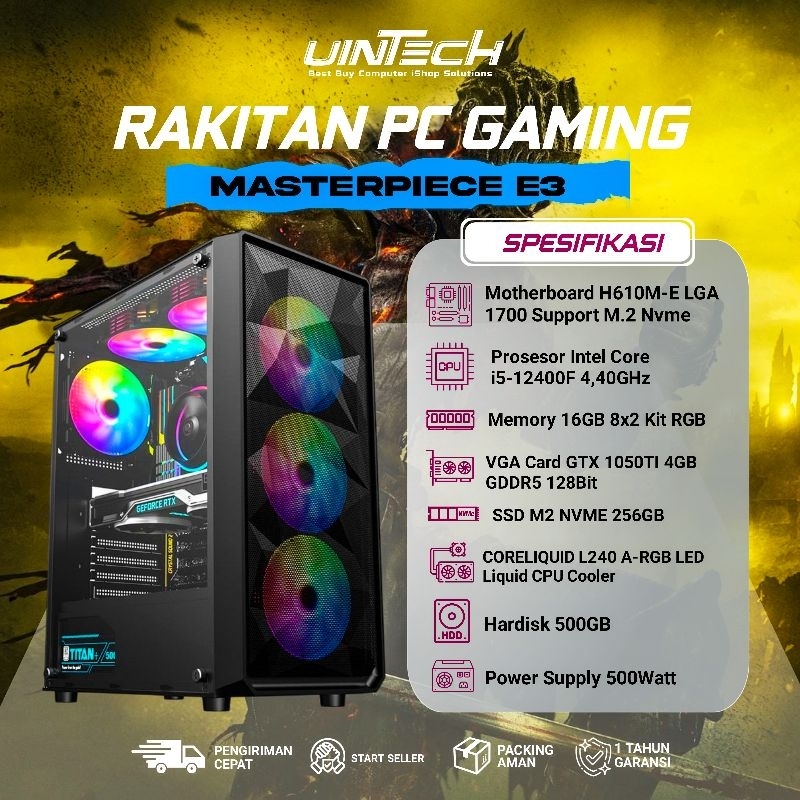 Jual Rakitan PC Gaming Desain Editing CPU i5 12400F / VGA GTX 1050Ti ...