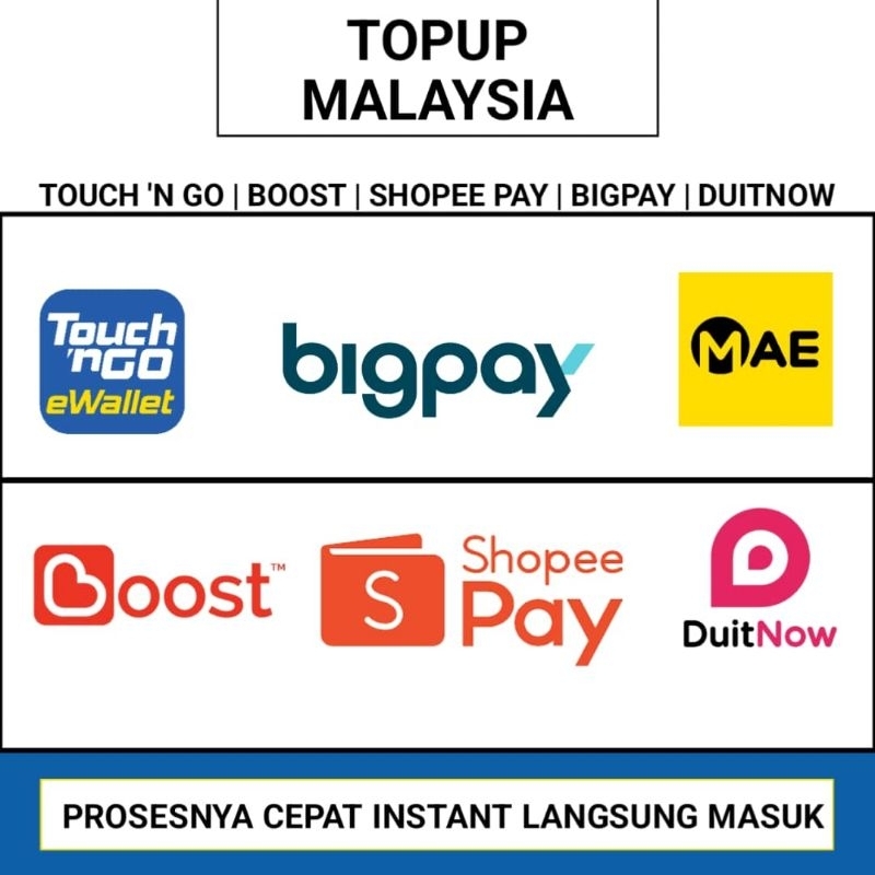 Jual Pulsa Malaysia Touch 'n Go Boost DuitNow Bigpay Shopee Pay Malaysia | Shopee Indonesia